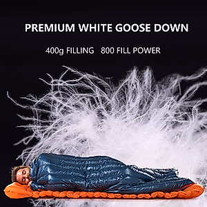 Naturehike Down Sleeping Bag 800 Fill Power Lightweight Compact for Backpacking Camping Hiking Traveling with Compression Sack (Dark Blue(42.8℉), Large（78.7" L x31.5 W）)