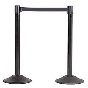 US Weight - U2102EXT Heavy Duty Premium Steel Crowd Control Stanchion with Extended 13-foot Retractable Belt, Black, Two Pack