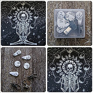 Skull Tapestry Human Skeleton Tapestry Meditation Skeleton Tapestry Black and White Stars Tapestry for Bedroom Living Room-H51.2×W59.1 inches