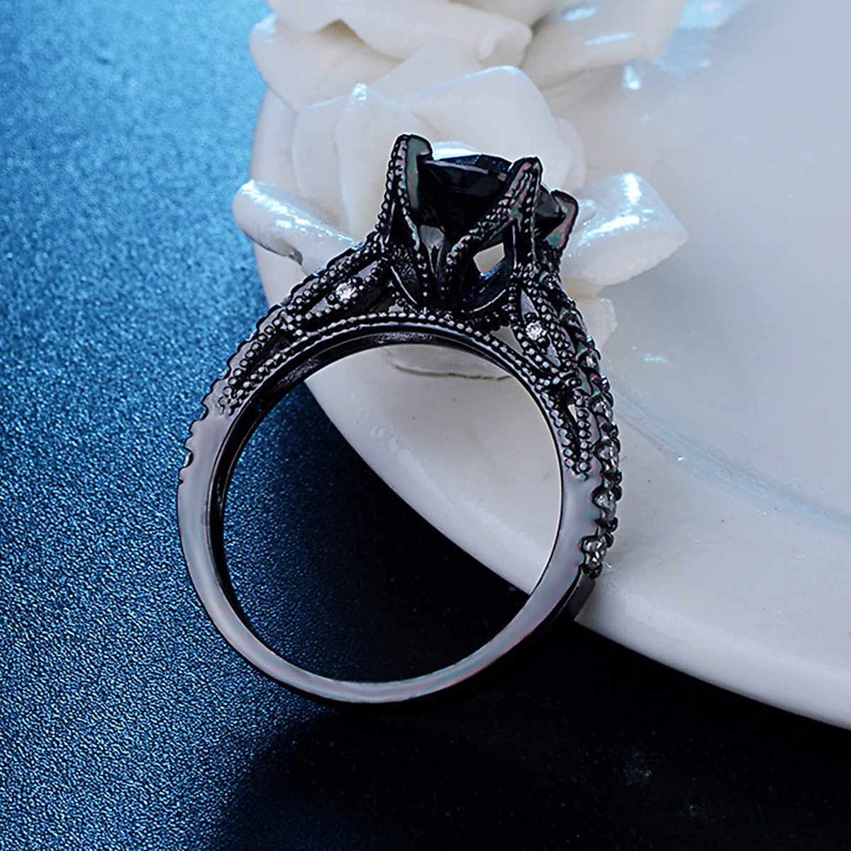 Personalized Promise Rings for Couples Custom Matching Rings for Him and Her Men Sets Wedding Titanium Engagement Ring Women's 2pc Black Gold Filled Cz Wedding Bands Gift for Her