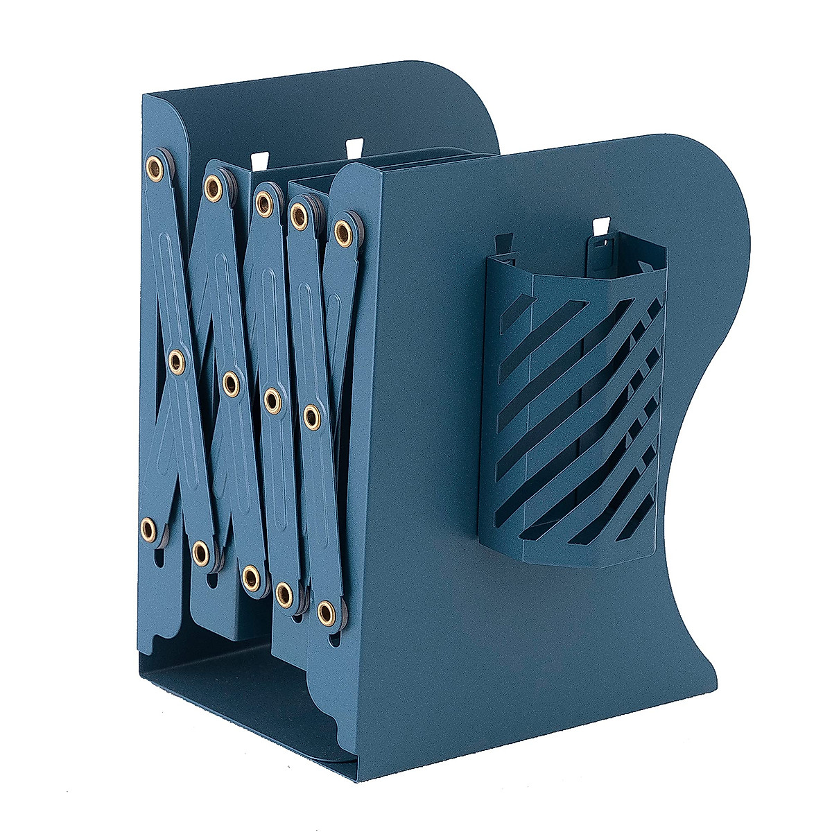 Simplesun Expandable Bookends, Metal Adjustable Book Ends for Heavy Books, Book Shelf Organizer Holder for Desk, Office Home School Kid Student Book Stroage (Blue)