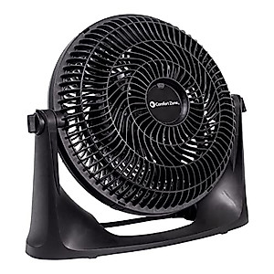 Comfort Zone PowrCurve CZHV101BK 9" 3-Speed Wall-Mountable Floor Fan with 180-Degree Adjustable Tilt, 6-Blades, (Bracket Included), Black/Black