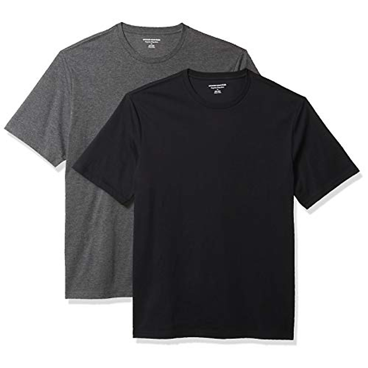 Amazon Essentials Men's Short-Sleeve Crewneck T-Shirt, Pack of 2, Black/Charcoal Heather, Medium