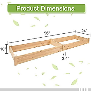 Crownland Outdoor Gardens 8 ft Raised Garden Bed Wooden Garden Box Patio Raised Beds Backyard Elevated Garden Bed Planter Box Grow Vegetables Fruits Herb Yard Fast Easy Assembly