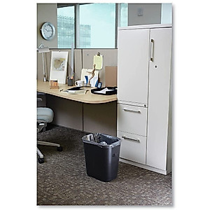 Rubbermaid Commercial Rubbermaid 295600BK Deskside Plastic Wastebasket, Rectangular, 7 gal, Black (2)