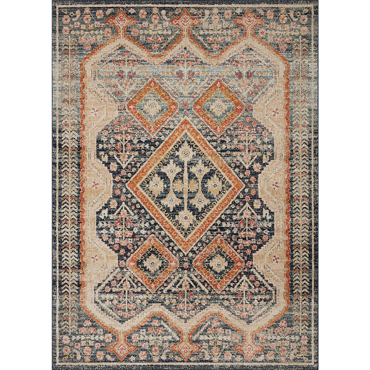Loloi II Jocelyn Collection JOC-05 Area Rug 9'-6" x 12'-6" Navy/Multi Rectangular 0.38" Thick
