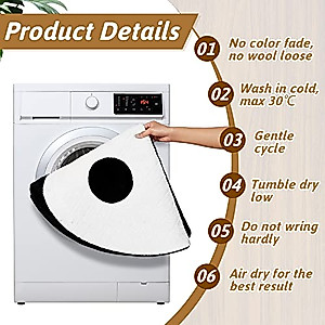 Fabbay Ying Yang Accent Rug Yin Yang Rug Circular Floor Rug Living Room Round Rugs for Bedroom Black and White Washable Rug for Home Bathroom Kitchen Supplies, 35 Inches