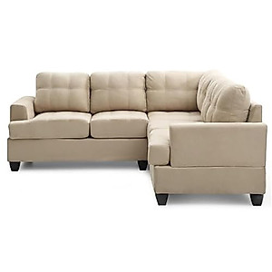 Glory Furniture Sandridge Microsuede Sectional in Vanilla