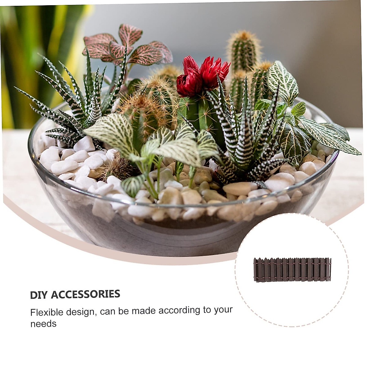 Yardwe 4pcs Elegant 100cm Miniature Picket Fence DIY Fairy Garden Accessory Coffee Finish