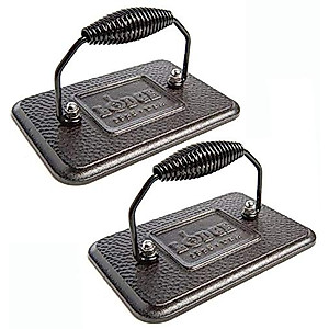 Lodge Logic Pre-Seasoned Rectangular Cast-Iron Grill Press (2)