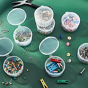 BENECREAT 40Pack 35ml Round Frosted Plastic Bead Storage Containers Box Case with Screw Top Lid for Items, Tiny Bead, Jewerlry Findings and Small Items