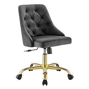 Modway Distinct Tufted Swivel Performance Velvet Office Chair, Gold Gray