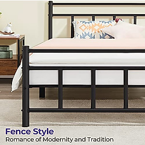 GreenForest Queen Bed Frame with Headboard Metal Platform Bed Heavy Duty No-Noise Steel Slats Support Mattress Foundation, No Box Spring Needed, Queen Size