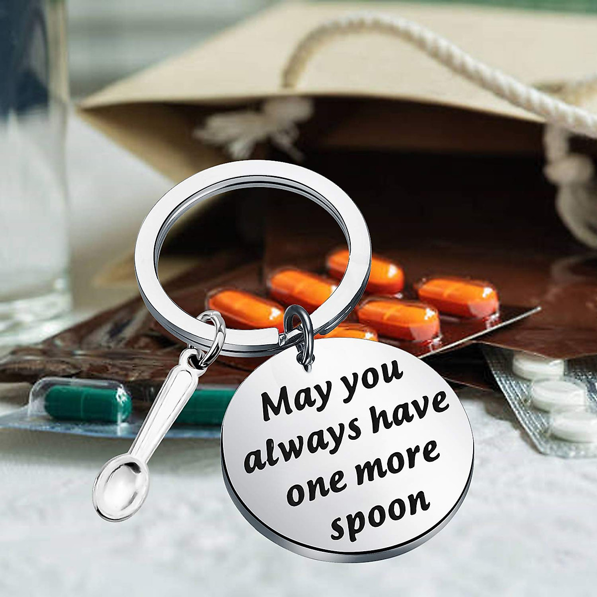 Spoon Theory Gift Fibromyalgia Gift May You Always Have One More Spoon Keychain Chronic Illness Gift (More Spoon Keychain)