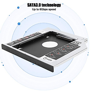 Optical Hard Drive Bay, State Drive Bracket Lightweight Computer Accessory Aluminum Alloy Thickened for 9.5 MM SSD, SATA3.0 Technology