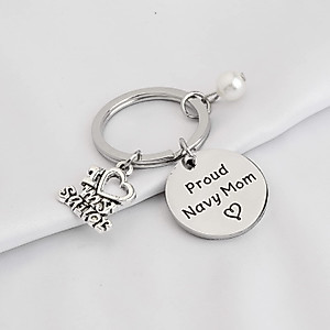 Gzrlyf Navy Mom Keychain I Love My Sailor Proud Navy Mom Navy Deployment Gifts (Proud Navy Mom Keychain)