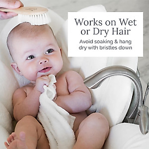 Natemia Wooden Baby Hair Brush & Comb Set for Newborns - Soft Bristle, Toddler Cradle Cap Brush - Toddler Comb