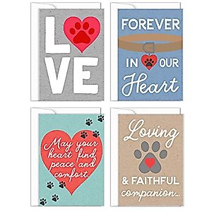Tiny Expressions 4 Pet Sympathy Cards with Inside Messages and Envelopes