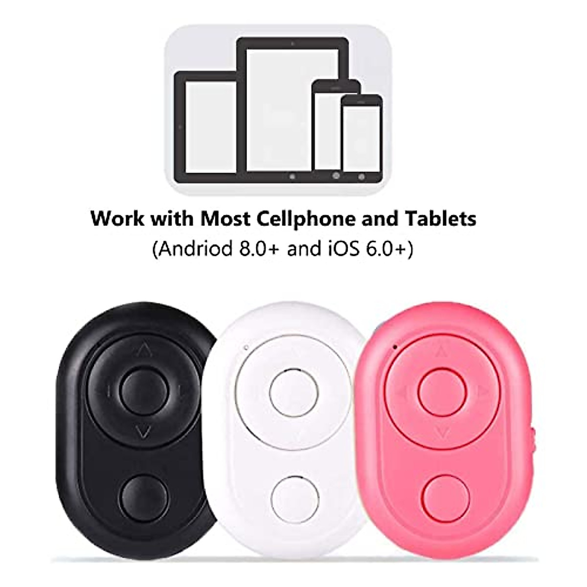 Bluetooth Remote & Page Turner Control - Can Also Use to Scroll Videos for Tiktok and Control to Play/Pause The Video - It Can Work with Most Cellphones/Tablets (Andriod 8.0+ and iOS 6.0+)