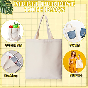 Pinkunn 100 Pcs Canvas Bags Bulk Natural Cotton Bags with Handles Plain Polyester Cotton Bags for Crafting DIY(White)