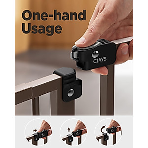 Ciays Baby Gate, 29.5” to 45.3” Dog Gate for Stairs Doorways and House, Auto-Close Safety Metal Child Gate for Babys Dogs with Alarm, Pressure Mounted, Brown