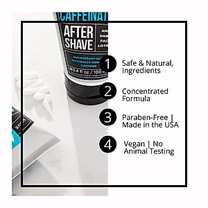Pacific Shaving Company Caffeinated Aftershave - Helps Reduce Appearance of Redness, With Safe, Natural, and Plant-Derived Ingredients, Soothes Skin, Paraben-Free, Made in USA, 7 oz