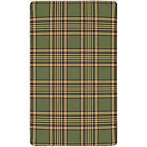 Plaid Themed Fitted Mini Crib Sheets,Portable Mini Crib Sheets Ultra Soft Material-Great for Boy or Girl Room or Nursery,24“ x38“,Olive Mustard