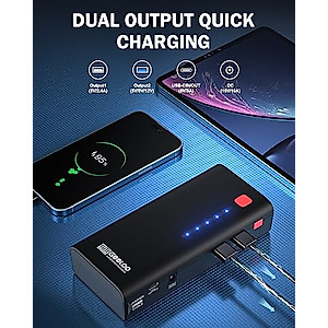 GOOLOO Jump Starter GE1200 2000A Peak Portable Jump Starter Battery Pack for Up to 8.0L Gas or 6.0L Diesel Engine with USB Quick Charge and LED Light, SuperSafe 12V Lithium Car Starter