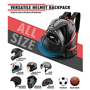 NICECNC Motorcycle Helmet Backpack 35L Large Capacity Motorcycle Helmet Bag, Universal Motorcycle Riding Backpacks for Men Motorcycle Lugguge Storage Bag with Hidden Helmet Net, Red