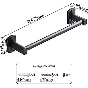 Dancrul Black Towel Bar, Hand Towel Rack for Bathroom Wall Mounted Towel Hanger, Kitchen Bath Towel Holder, Toilet Towel Rod,12 Inch