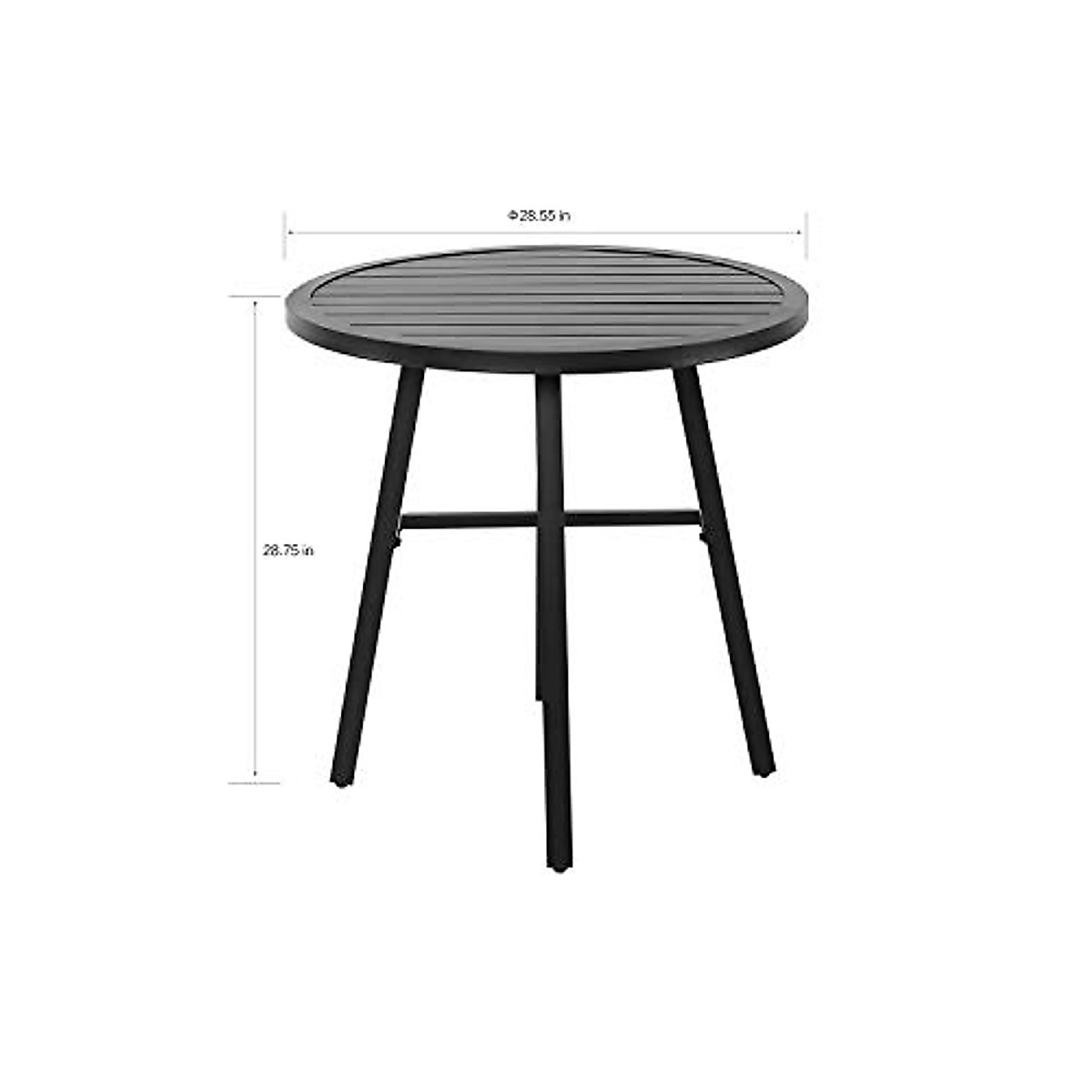 Nuu Garden 28'' Round Patio Table Metal Outdoor Dining Table for Balcony Bistro Porch Black