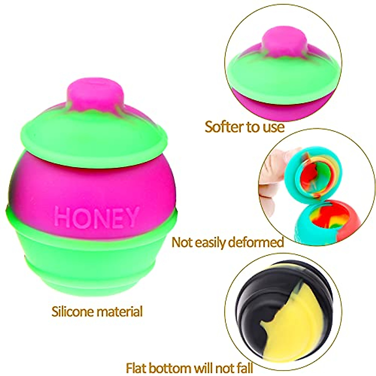 PIAOPIAONIU 8 Pcs Silicone Honey Pots 35ml Silicone Wax Container Non Stick Multi Use Storage Jars for Cosmetic,Lotion,Cream,Bead,etc Multi Color Randomly