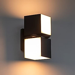 LUTEC Cuba 3000K 1100LM LED Integrated Porch Wall Light Outdoor and Indoor Bedroom LED Wall Lantern Sconce-Bronze