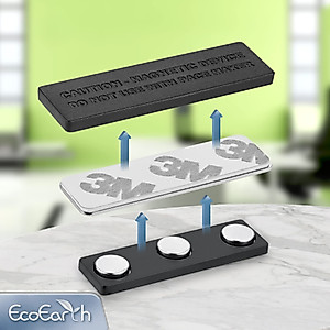 EcoEarth Name Tag Magnets (10 Badge Holder Magnets, 1.75 x 0.5 inches), Name Tag Magnet Backs w/ 3 Extra-Strong Neodymium Magnets for ID Badge Holders