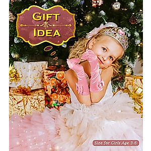 BIBUTY Princess Dress Up Accessories Princess Crown for Little Girls, 10pcs Princess Jewelry Set with Girls Tutu Skirt Princess Gloves Tiara Wand, Costume Set Toy Gift for 3 4 5 6 Year Toddler Girls