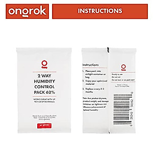 4 Pack of 67 Gram, 62% RH, Two Way Humidity Packs by ONGROK, Individually Sealed to Last Longer, Moisture Packs
