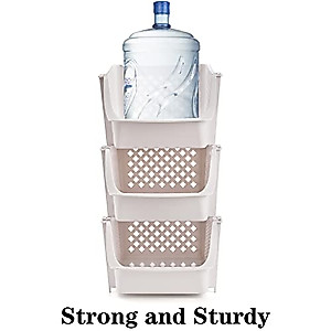 YOUEON Set of 4 Stackable Storage Bins Open Front, Storage Containers for Food Snacks Toys Toiletries, Plastic Organizer Bins Multiuse for Kitchen, Playroom, Classroom, Pantry, Bathroom