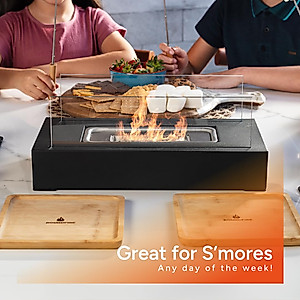 Roundfire Edge - Tabletop Fire Pit with Smores Kit - Ethanol Fire Pit, Fire Bowl, Table Top Fire Pit, Mini Personal Fireplace for Indoor & Garden - Gifts for Women Housewarming Birthday