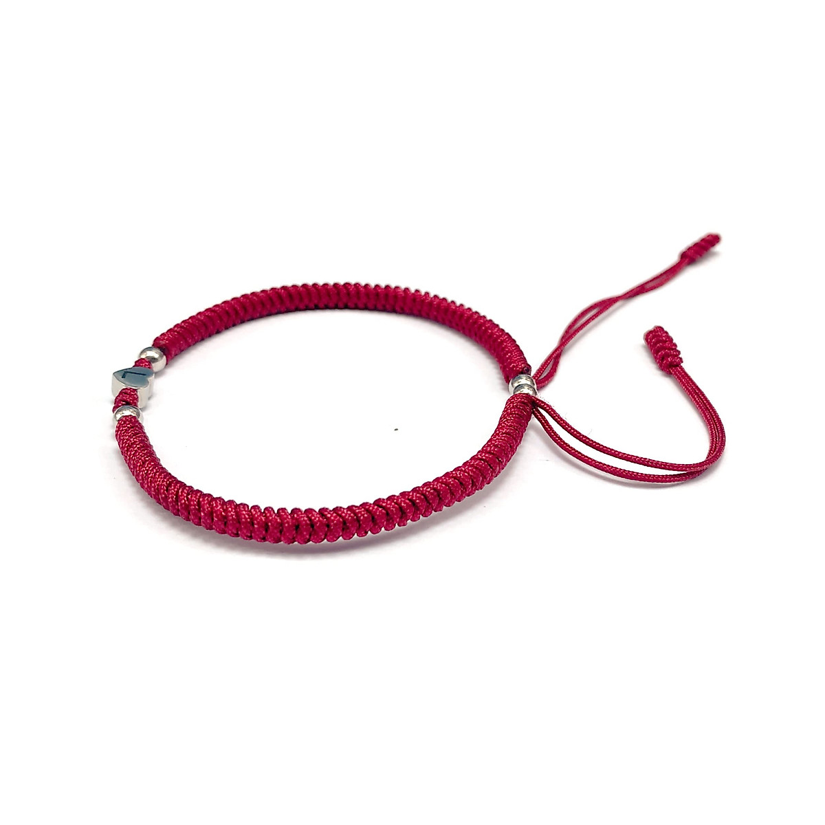 LAMIBEE Initial Bracelet Letter C, Dark Red Protection with Heart Initial Bracelet, Matching String for Couples, Gift for Women, Men, Friend Birthday, Graduation (Letter C)