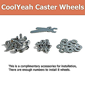 CoolYeah 3 inch Swivel Plate PVC Caster Wheels, Industrial, Premium Heavy Duty Casters (Pack of 8, 4 with Brake & 4 Without)…