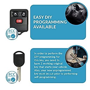 Keyless2Go Replacement for Keyless Entry Car Key Fob Vehicles That Use 3 Button CWTWB1U331, with New Uncut 80 Bit Transponder Ignition Car Key H85