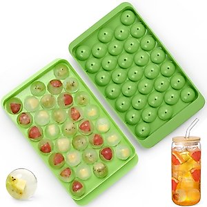 Round Ice Cube Trays for Freezer,1"x33 PCS Round Ice Cube Mold,Small Circle Ice Cube Tray with Lid,Ice Ball Maker Mold Making Sphere Ice Cube Chilling Drinks,Coffee(Round Ice Cube Trays for Freezer)