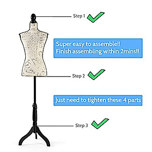 DRDINGRUI Standing Female Mannequin Body, Height Adjustable from 52'' to 67'', Pinnable Dress Form with Tripod Base for Dress Jewelry Display