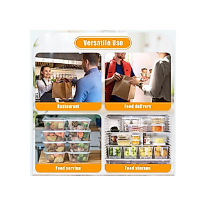 FAMASTON Food Storage Containers Rectangular with Lids 16oz Freezer Deli Cups BPA-Free Leakproof Clear Takeout Container Meal Prep Microwavable, Airtight Lids - 12 Pack