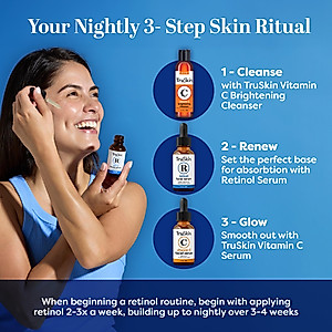 TruSkin Retinol Serum for Face – Gentle Anti-Aging Serum with Retinol, Hyaluronic Acid, and Vitamin E for A More Youthful Feel – Skin Care Made to Improve Fine Lines, Wrinkles, 1 fl oz