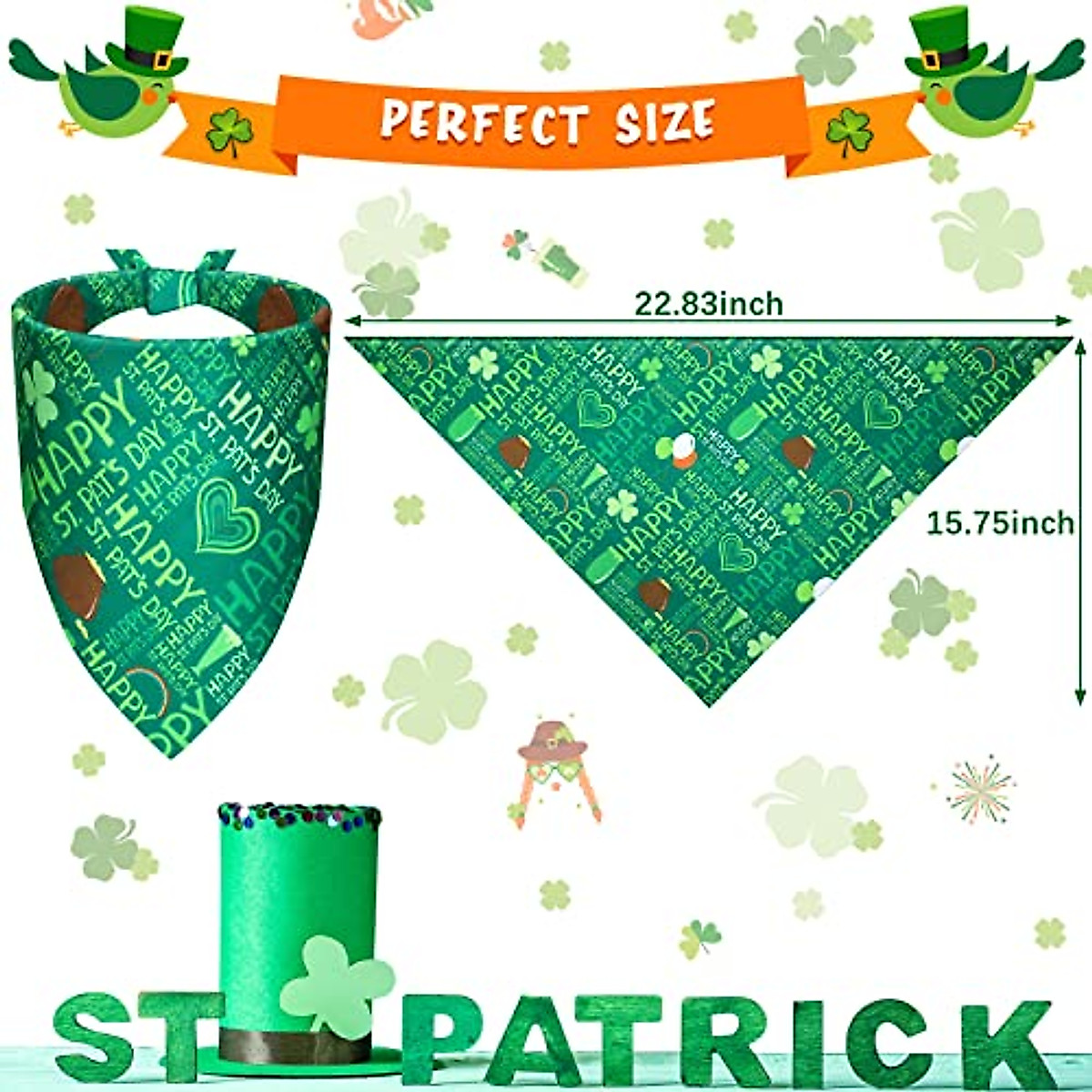 20 Pack St. Patrick's Day Dog Bandana Scarf Accessories Easter Spring Summer Holiday Dog Bandana Pet Triangle Scarf Soft Bib for Small Medium Large Girl Boy Dogs Pet Cat (Shamrock Patterns)