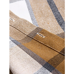 OYOANGLE Men's Casual Plaid Flannel Jacket with Hoodie Long Sleeve Button Down Shirt Brown Check L