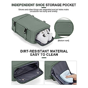 Large Travel Backpack for Women Carry On Airline Flight Approved Expandable Work Personal Item size Backpack Bag with Laptop compartment for College Men Waterproof Hiking Mochila de Viaje Green