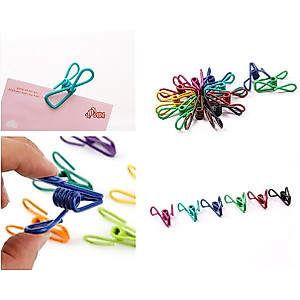 Chip Clips, 20 Pcs 2 Inch 10 Different Mixed Colors Utility Metal Clips PVC-Coated High Elasticity Good Persistence for Clothespins Paper/Food Bag Clips Clothes Pins (20)