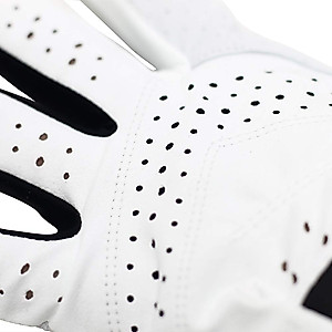 Majek Golf Mens Pro Tour White Cabretta Leather Golf Gloves Comfort Fit Breathable Ventilation for Maximum Feel - 9 Pack (Large, left)